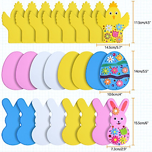ELECLAND 208 Pcs Easter Foam Stickers Set Easter Bunny Chick Flower Egg Foam Stickers for Easter Crafts with Rhinestones Colored Pen Easter DIY for Girls Boys Easter Home Activities