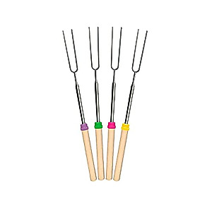 Marshmallow Roasting Sticks 4Pcs Extendable 32inch Long Metal Barbecue Skewers For Grilling Set,Telescoping Smores BBQ Forks, Fire Pit Sticks for Hot Dogs,Camping,Bonfire