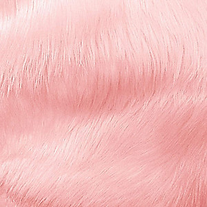 Faux Fur Luxury Shag 60 Inch Width Fabric by The Yard (Light Pink)