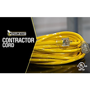 Yellow Jacket 2805 10/3 Heavy-Duty 15-Amp SJTW Contractor Extension Cord with Lighted End; 50-Feet