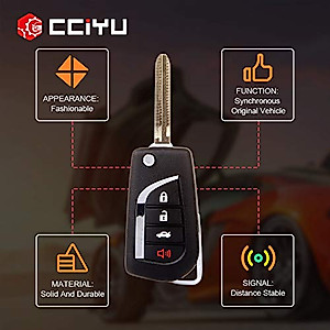 cciyu X 1 Flip Key Fob with Key Blade 4 buttons Replacement for 11 for Toyota Camry Series with FCC HYQ12BBY