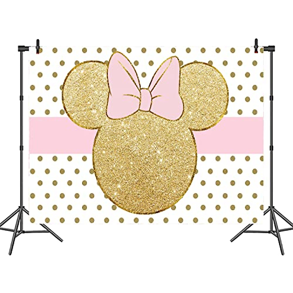 Withu Pink Gold Mouse Backdrop Baby Shower Cartoon Dot Princess Girls Birthday Party Photography Background Photo Booth Studio Props Banner Cake Table Decor