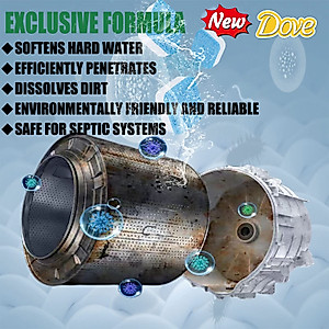 New Dove Dishwasher Cleaner Tablets, Front Load and Top Loader Machine Cleaner, 24PCS*2 Washer Cleaner Tablets, Washer Cleaner That can be Used for 1 Year