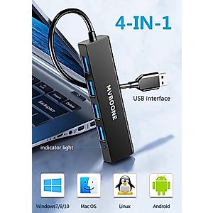USB C Hub, 4-Port USB 3.0 Hub 5Gbps High Speed Data Transfer, USB Splitter USB Expander for Laptop, Xbox, Flash Drive, HDD, Console, Printer, Camera, Keyborad, Mouse