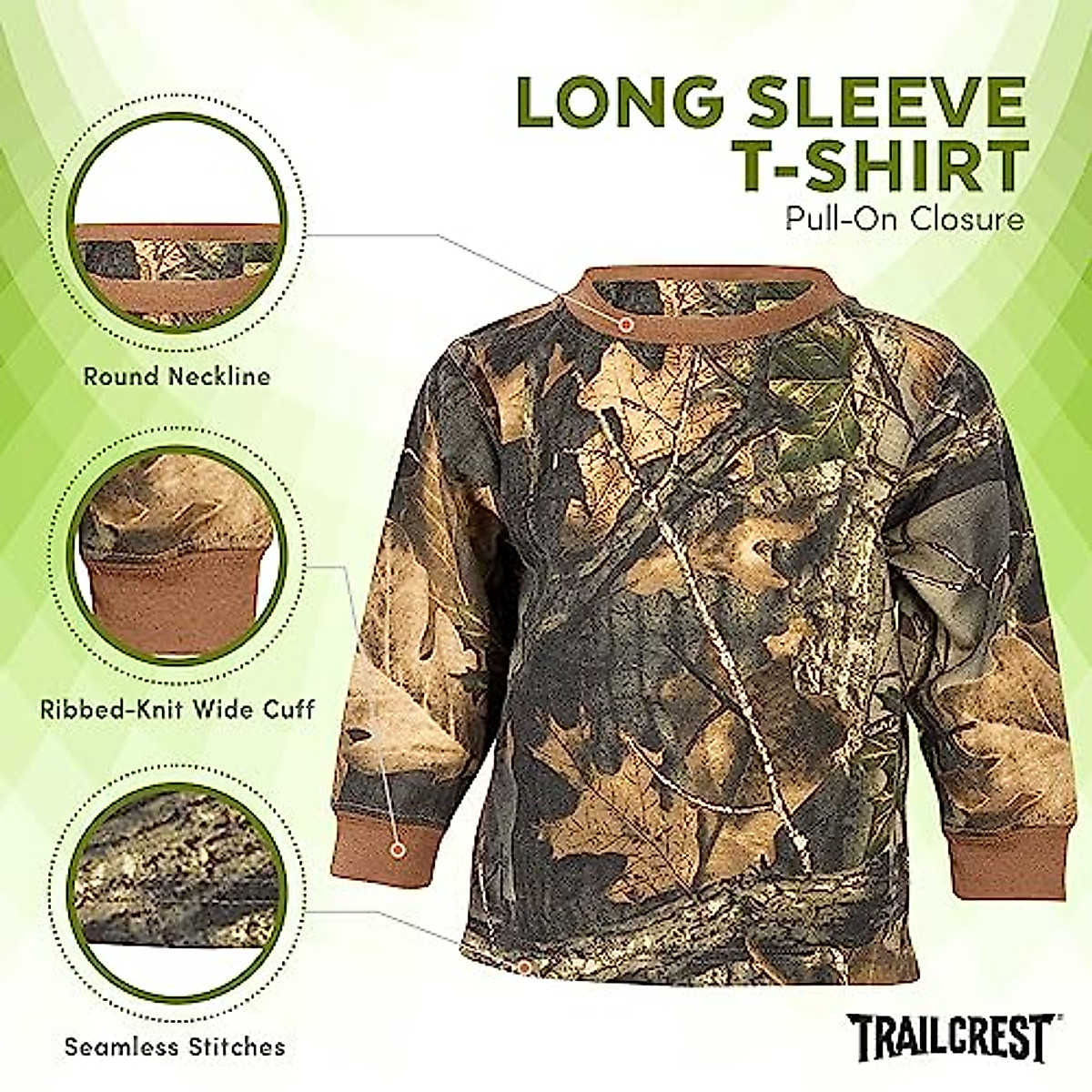TrailCrest by Treel Infant - Toddler Cotton Camo Long Sleeve T-Shirt and Long Pants Set, 2T, Camo