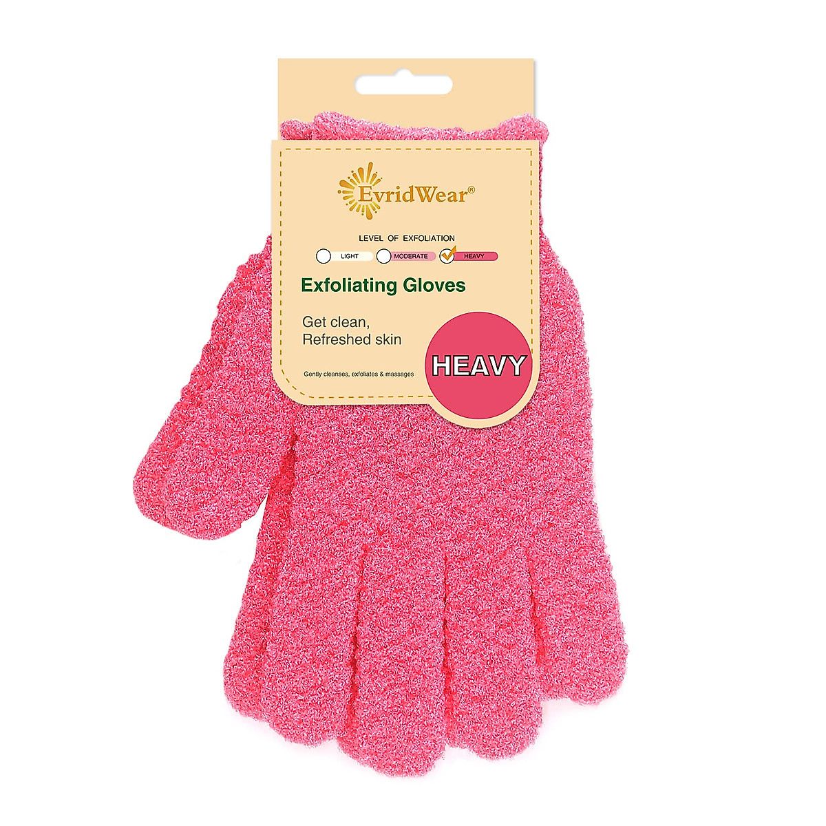 Evridwear Exfoliating Glove Shower Gloves Exfoliate Dead Skin for Dry Sensitive Skin No Irritation with Hanging Loop