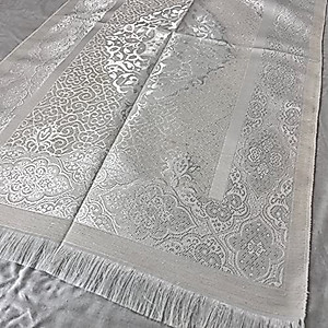 Luxemin White Color Luxurious Shinning, Soft and Velvety Muslim Prayer Mat | Janamaz | Sajadah | Soft Muslim Prayer mat | Muslim Gifts Collection Prayer Carpet Mat, Textile Cloth
