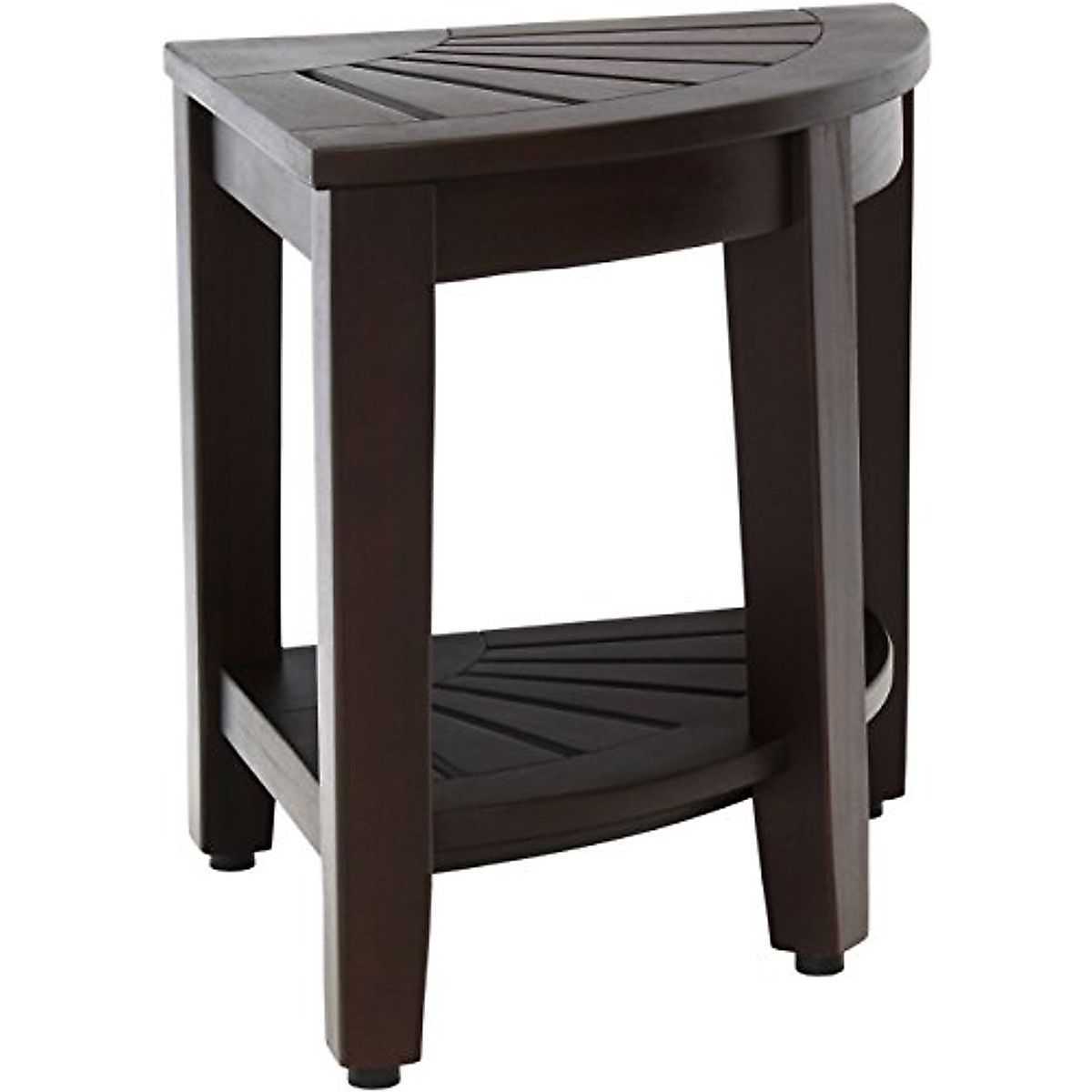 AquaTeak 15.5" Kai Corner Mocha Teak Shower Bench with Shelf