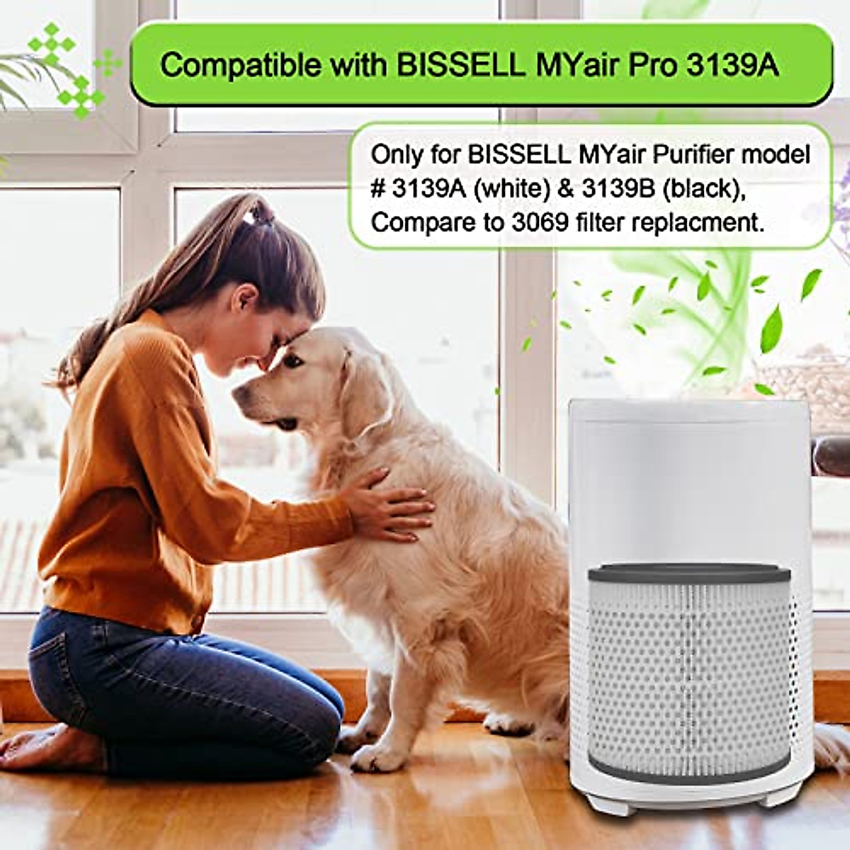 3139A Filter Replacement Compatible with BISSELL MYair Pro 3139A, Part Number 3069 (3-in-1 Replacement Filters), NOT for 2780A 2780 27809 2905A & 3179A, 2 Pack