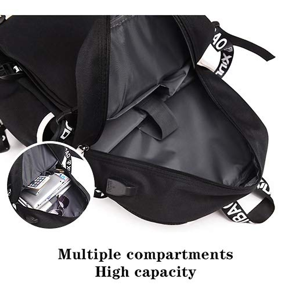 Dszgo Backpack Casual Travel Bag SCP Foundation Anime Game Character Field Staff Black Oxford Cloth White Printing Soft And Comfortable Large Capacity Daily Goods Exquisite Gifts