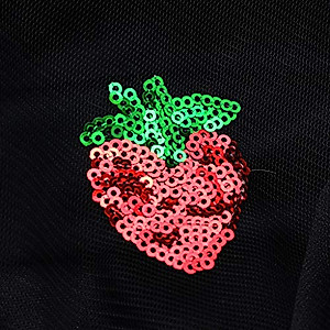 Daorokanduhp Fashion Women Long Dress Sexy Strawberry Sweet Mesh Yarn V-Neck Pleated Casual Ankle Length Sundress