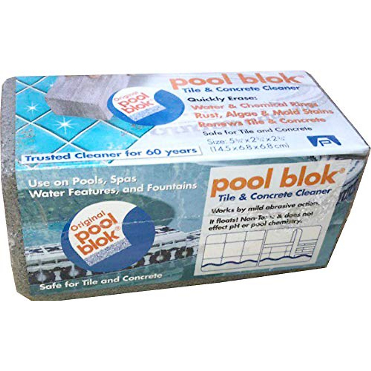 US Pumice Pool Cleaning Blok Case of 12, PB-12, Pumie Pumice Stone for Pools & Spa Tile, Grout & Concrete Cleaning (12)