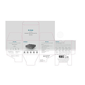 D-Link Ethernet Switch, 5 Port Gigabit Unmanaged Metal Desktop Plug and Play Compact (DGS-105),Black