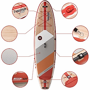 THURSO SURF Inflatable Stand Up Paddle Board All-Around SUP Waterwalker 120 10'×30''×6'' Deluxe Package | Carbon Shaft Paddle | Roller Backpack | Dual Chamber Pump | Coiled Leash (Crimson)