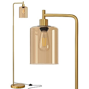 Oneach 66.5'' Industrial Metal Floor Lamp for Living Room Farmhouse Vintage Rustic Style Tall Standing Lamps for Bedroom Office with Glass Shade Modern Minimalist Tall Light (Bulb Included)