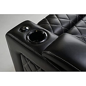 Valencia Oslo Home Theater Seating | Premium Top Grain Italian Nappa 11000 Leather, Power Headrest, Power Lumbar Support, with Center Console (Row of 3, Black)
