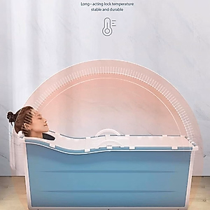 MegLob Lightweight Foldable Bathtub, Foldable Collapsible Bathtub Portable Bathtub Adult, Large Foldable Soaking Freestanding Bathtub with Lids, Ideal for Hot Bath Ice Bath for RV,Blue