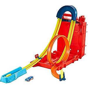 Hot Wheels Track Builder Unlimited Playset Fuel Can Stunt Box, 14 Component Parts & 1:64 Scale Toy Car