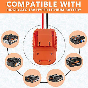EID Power Wheels Adapter for Ridgid Battery 18V AEG Hyper Li-ion Battery Dock Power Connector with 14AW Wire and Fuse for DIY Use, RC Toy, Rc Car Truck, e-Bike