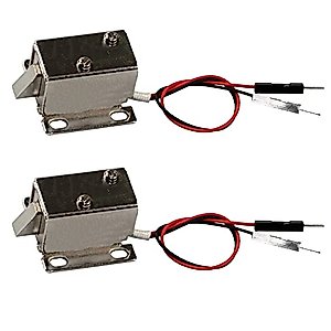 risingsaplings 2pcs DC 12V Current 0.4A Current Mini Electromagnetic Electric Drawer Lock Solenoid Control Lock for Door Access Cabinet Lock Farm School Hotel Design Slim Tongue 27X29X18(mm)