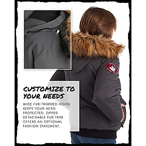 CANADA WEATHER GEAR Boys' Winter Coat – Heavyweight Bomber Parka Ski Jacket (Size: 4-20), Size 8, Coal Grey