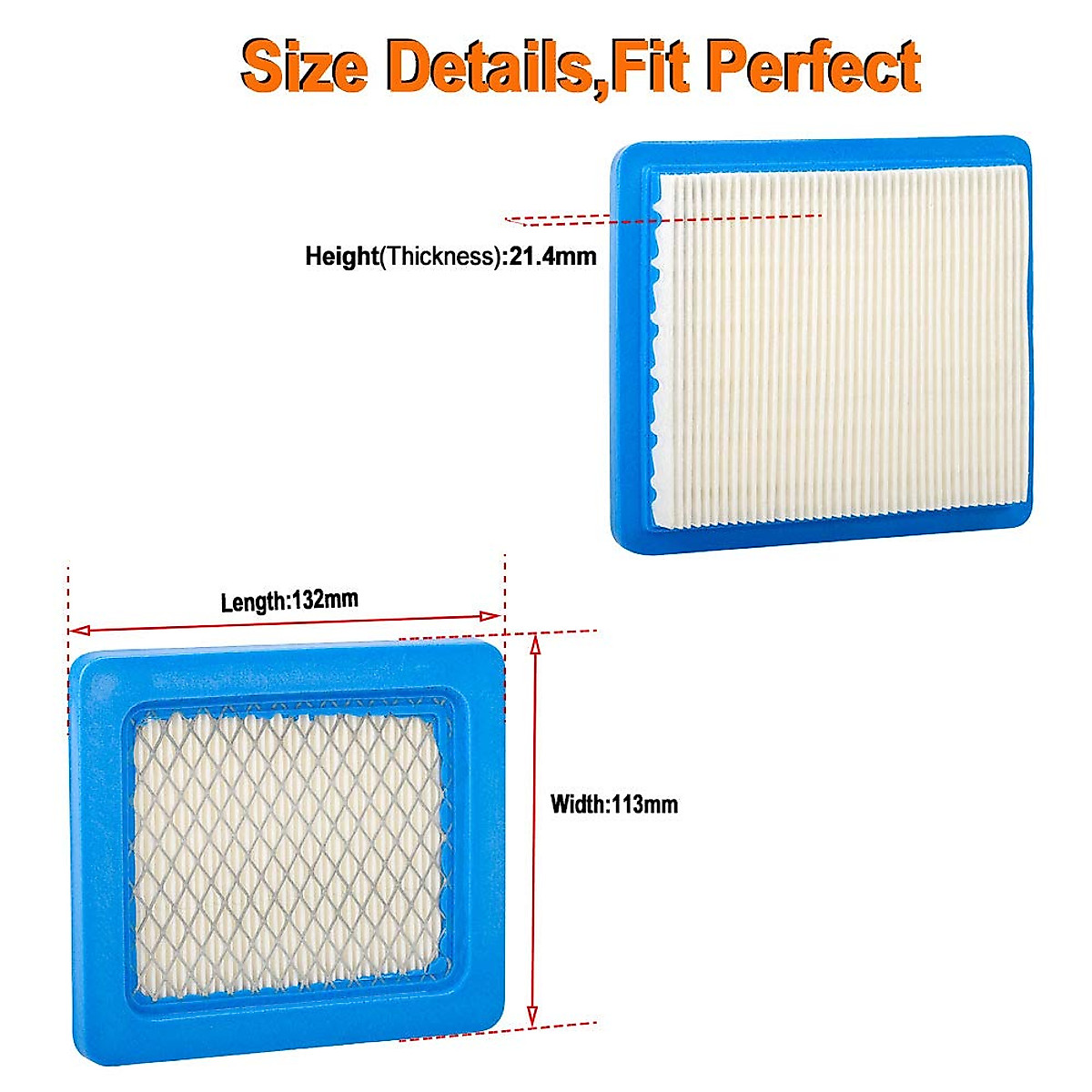 HIFROM Pack of 2 Flat Air Filter Cartridge Compatible with 491588 491588S 4915885 399959 John Deere PT15853 Oregon 30-710