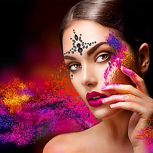 SIQUK 12 Sets Face Jewels Mermaid Face Gems Face Rhinestone Temporary Tattoos Crystal Tears Gems Stones for Race Carnival Festival Party