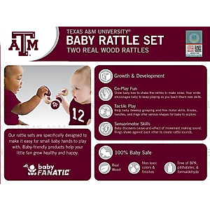 BabyFanatic Wood Rattle 2 Pack - NCAA Texas A&M Aggies - Officially Licensed Baby Toy Set