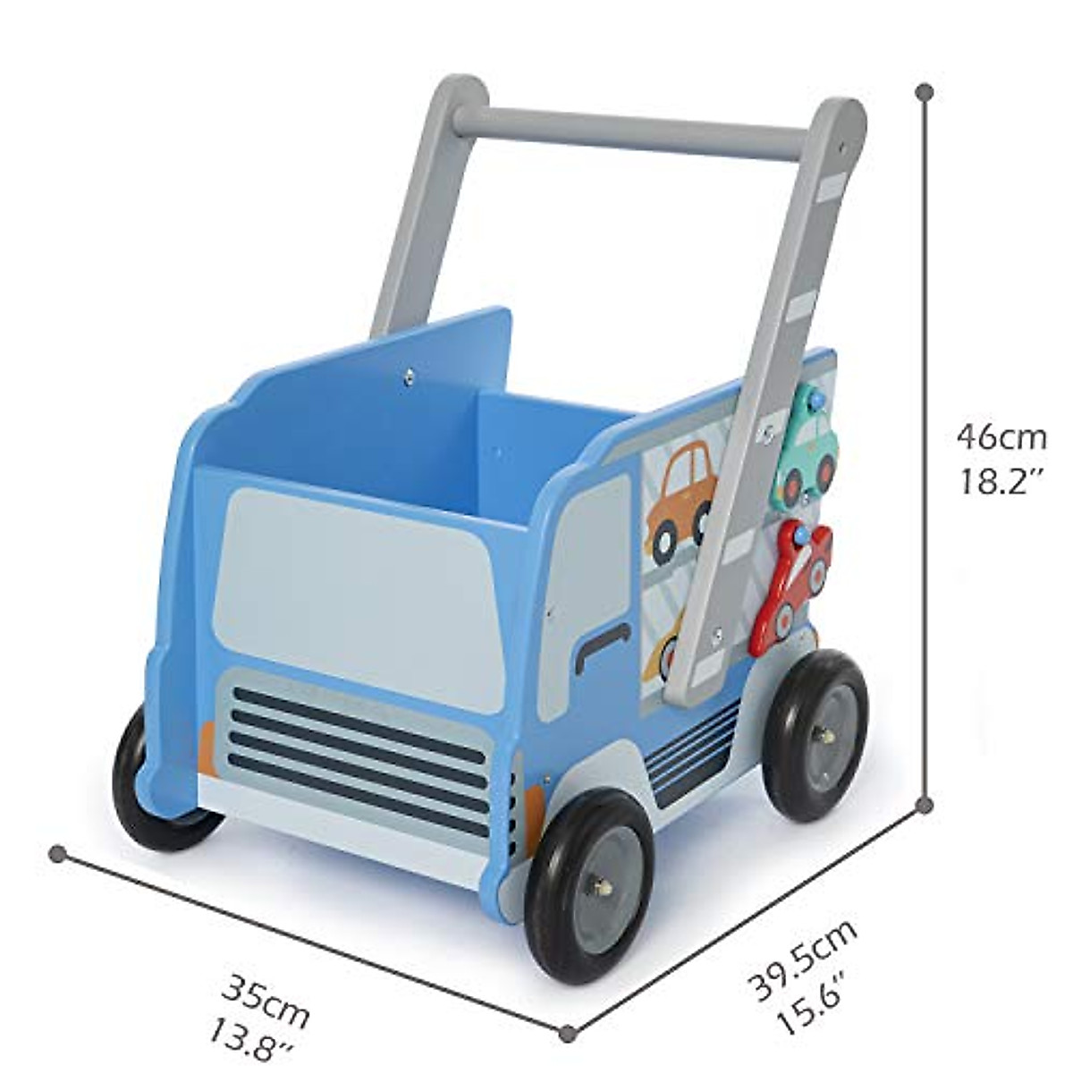 labebe Baby Wooden Learning Walker, 2-in-1 Toddler Push & Pull Toys Stroller Pushing Walker, Infant Sit to Stand Wood Walker Wagon, Transfer Cart Toy for Girls & Boys 1-3 Years Old Kids, Blue