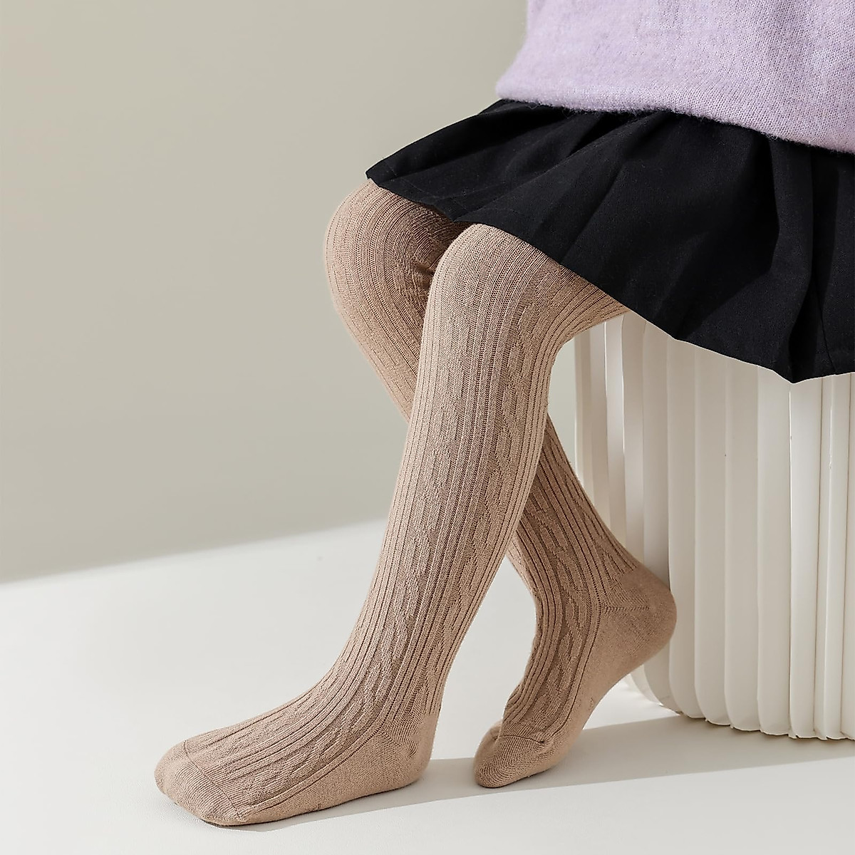 JORMATT 3 Pack Baby Tight for Girls Seamless Soft Thick Cotton Cable Knit Leggings Stockings Newborn Infant Toddler Tights Pantyhose 2-4 Years