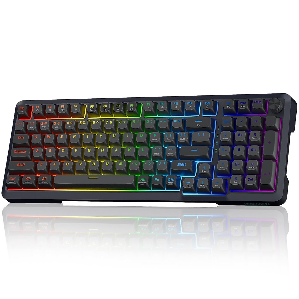 Redragon Mechanical Keyboard Wireless, Gaming Keyboard Wireless 3-Modes 94 Keys Mechanical Keyboard Hot-Swap Socket, RGB Creamy Gaming Keyboard Gasket Structure for PC/Tablet/Laptop/Xbox/PS4