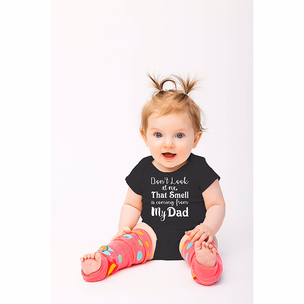 Don't Look At Me That Smell Is Coming From Daddy Funny Cute Infant Creeper, One-Piece Baby Bodysuit (Black, 6 Months)