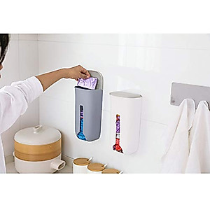 Cabilock White Grocery Bag Dispenser Wall Mounted Folding Bag Saver Organizer Plastic Trash Bag Holder Hanging Storage Bag Recycling Containers Storage for Kitchen
