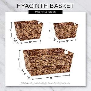 DII Hyacinth Collection Storage Baskets, White Wash, Large Set, Assorted Sizes, 5 Piece