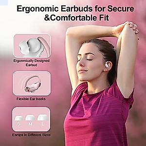 hadbleng Wireless Earbuds Bluetooth 5.3 Headphones 48Hrs Playtime Sports Earhooks Over Ear Earphones with LED Display, IPX7 Waterproof Built-in Mic Headset for Workout, Running, Gym