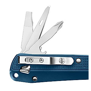 LEATHERMAN, Free K2 EDC Pocket Multitool with Knife, Magnetic Locking, Aluminum Handles and Pocket Clip, Made in The USA, Navy