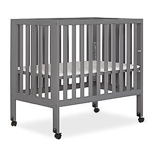 Dream On Me Jett Non-Full Size Folding Convertible Crib, Lightweight Portable Crib, Three Adjustable Mattress Height Settings, Easy to Fold Travel Crib, 1.5” Mattress Pad Included