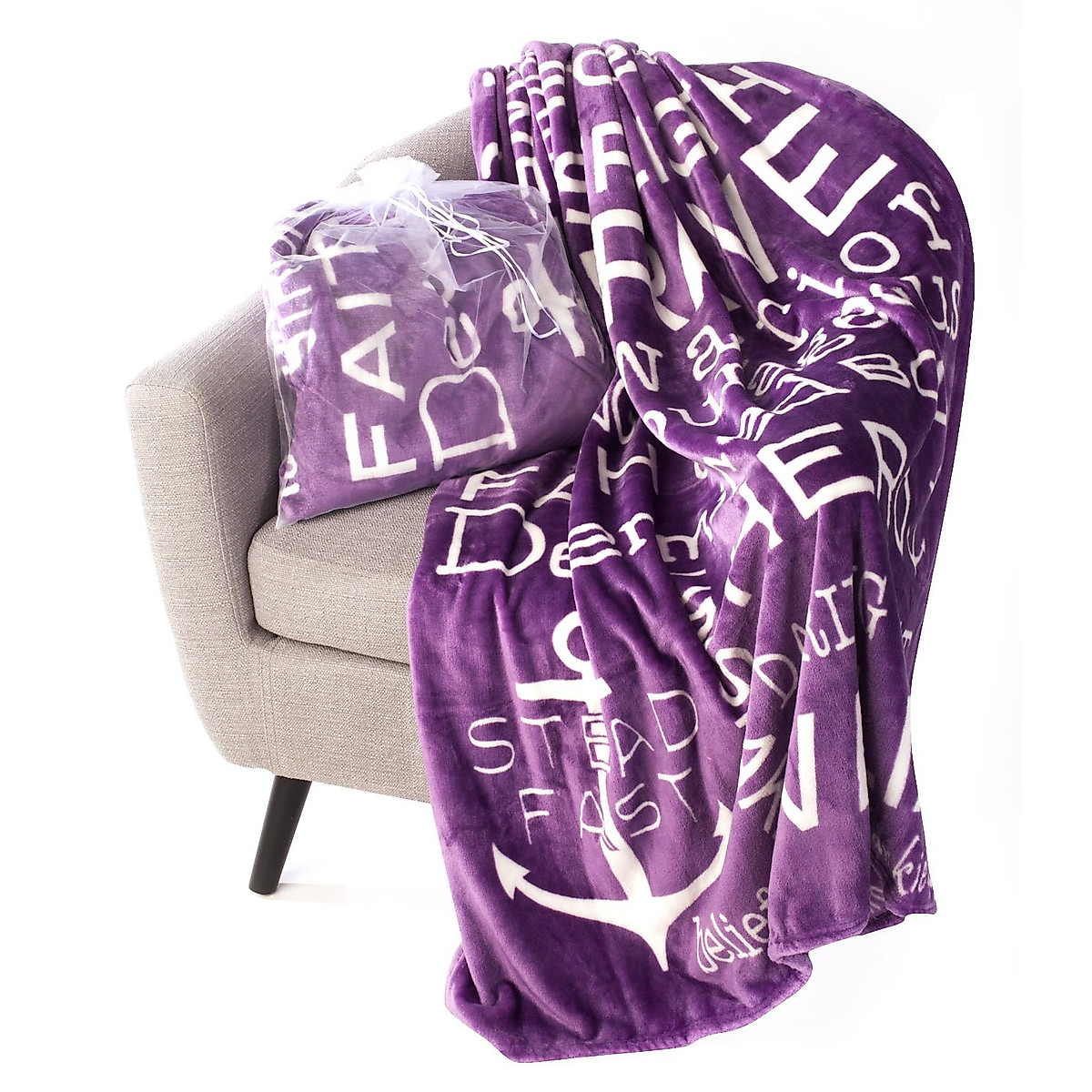 BlankieGram Bravery Inspirational Throw Blanket for Strength, Encouragement, Perseverance and Motivation, Honor a Veteran, Perfect Get Well Blanket for Women and Men (Purple)