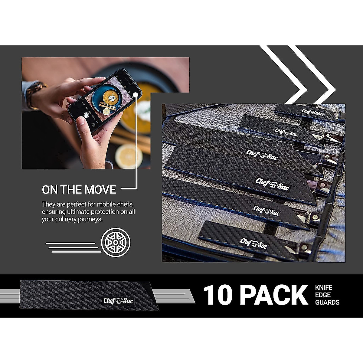 Chef Sac Elite Chef Knife Roll Bag with 10-Pack Knife Guards Included