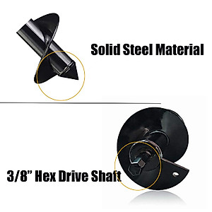 Gezhesiwei Auger Drill Bit Garden Auger Spiral Drill Bit Non Slip Earth Drill Auger for 38” Hex Drive Drill (3.5”X20”Black)