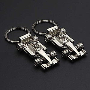 ADKEYFOD 3D F1 Race Car KeyChain | Driver Keyfob gift for father husband boyfriends, Metallic, Medium