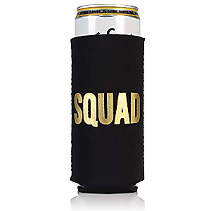 Bachelorette Party Decorations Slim Can Coolers - Bridal Party (Black Squad, 6)