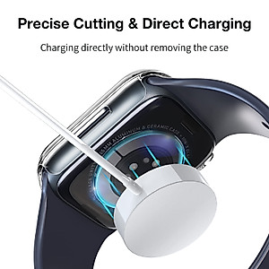 LK 2 Pack Hard PC Case with Tempered Glass Screen Protector Compatible for Apple Watch Series 6 SE 40mm, Ultra-Thin Overall Protective Cover for Apple Watch 6 SE 40mm (Clear)