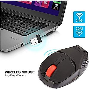WFB Ergonomic Wireless Computer Mouse for Kids, 2.4 G Portable Noiseless Mouse Optical Mice with USB Receiver for Notebook PC Laptop Computer Mac Book (Black)