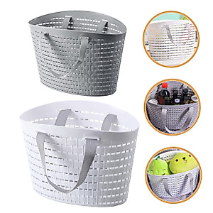 Outanaya 2pcs Plastic Laundry Basket Plastic Baskets for Storage Camping Storage Containers Plastic Storage Totes Holder Camping Food Basket Carrying Laundry Basket Light Grey
