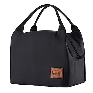 Aosbos Black Lunch Bag Women Teens Insulated Lunch Box Men Adult Lunchbox Lunch Tote Reusable Meal Prep Container Bag Bento Box Cooler Bag for Work Office Picnic Loncheras Para Hombres Mujer