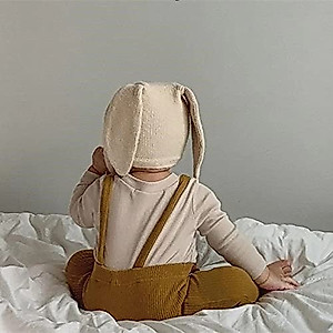 GOOCHEER Infant Baby Girl Boy Ribbed Leggings Suspender Pants Overalls Knit Tights Pantyhose Socks Warm Stockings (A-Brown, 12-18 Months)