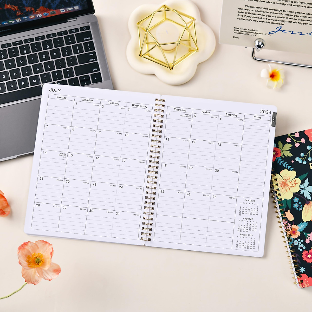 Planner 2023-2024 - July 2023 - June 2024, Academic Planner/Calendar 2023-2024, 2023-2024 Planner Weekly and Monthly with Printed Tabs, 8" x 10", Flexible Cover, Thick Paper, Perfect Daily Organizer - Floral