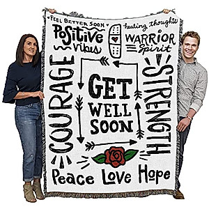 Pure Country Weavers Get Well Soon 1 Blanket - Gift Tapestry Throw Woven from Cotton - Made in The USA (72x54)