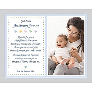 Poetry Gifts Godson Birthday or Baptism Custom Print from Godparents, 8x10 Inch Personalized with Names and Photo